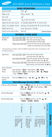 Samsung SCH-X609 Quick start guide | Manualzz