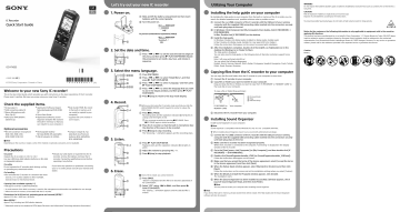 Sony ICD-PX333 Digital Voice Recorder Startup Guide | Manualzz