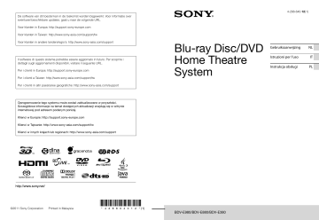 Sony BDV-E380 E380 3D Blu-ray Disc™/ DVD 5.1ch Home Cinema Istruzioni per l'uso | Manualzz