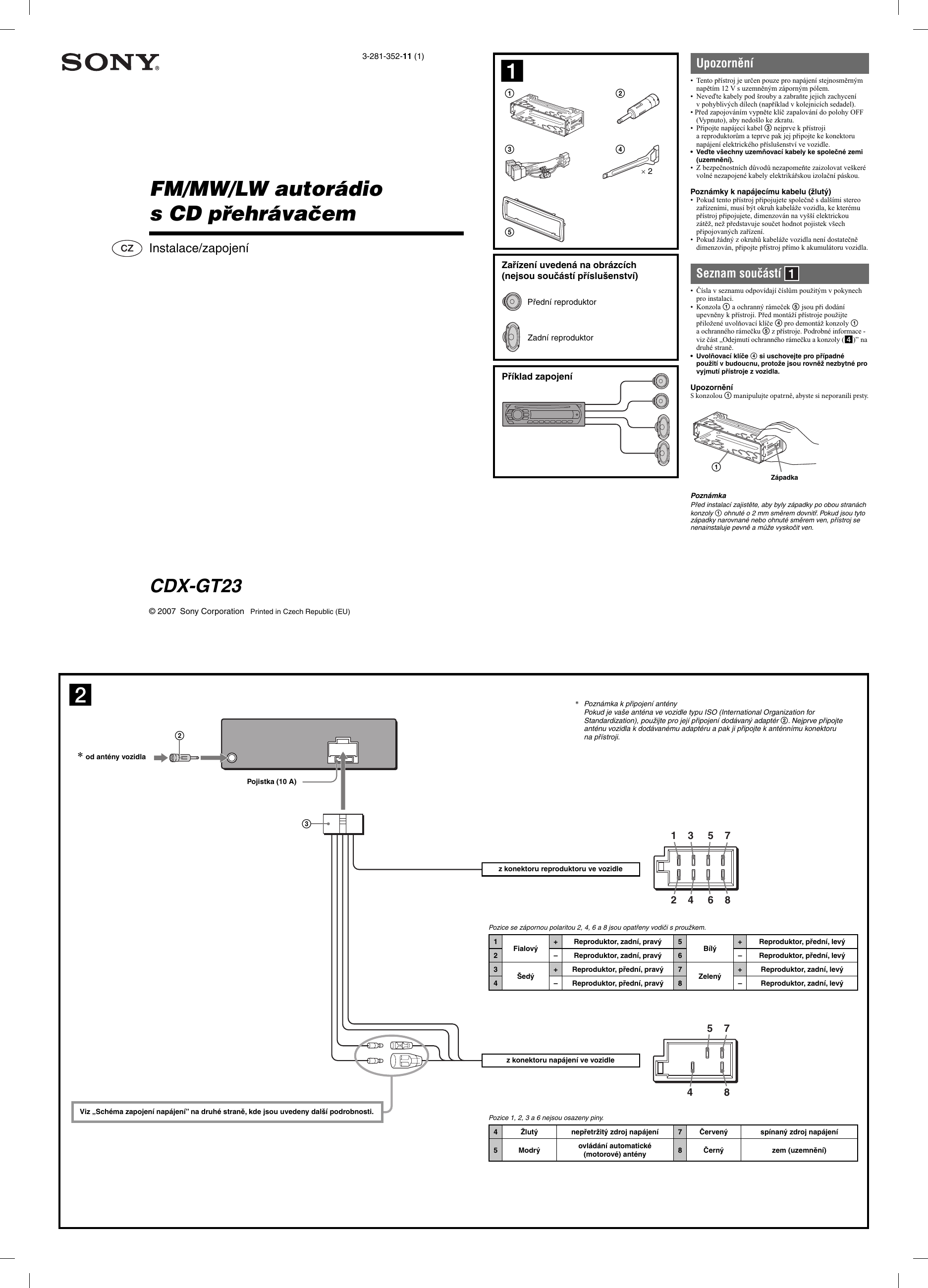 Sony CDX-GT23 Quick setup guide | Manualzz