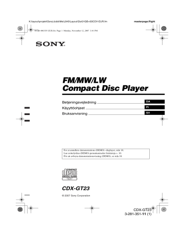 Sony CDX-GT23 Bruksanvisning | Manualzz
