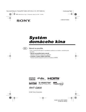 Sony RHT-G800 Návod na použitie | Manualzz