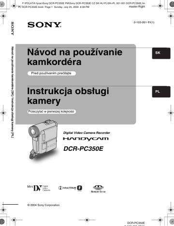 Sony DCR-PC350E Návod na použitie | Manualzz