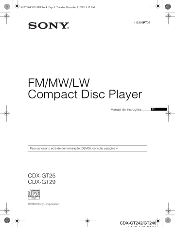 Sony CDX-GT25 Instruções de Funcionamento | Manualzz