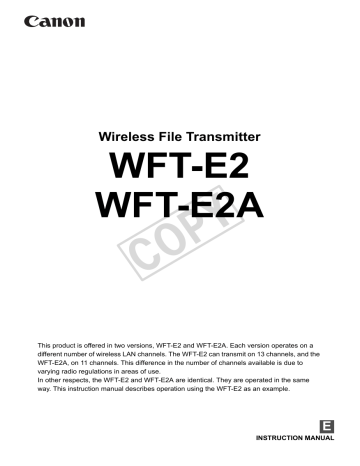 Canon Wireless File Transmitter WFT-E2 Instruction manual | Manualzz
