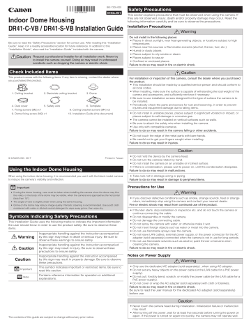 Canon VB-H43 Installation guide Annex Installation guide | Manualzz
