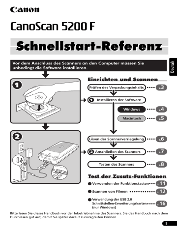 Canon CanoScan 5200F Schnellstartanleitung | Manualzz
