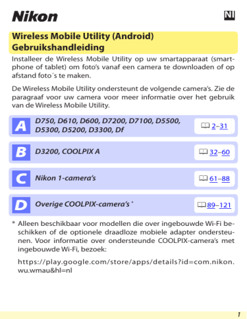 Nikon Wireless Mobile Utility Gebruikshandleiding(Android) | Manualzz