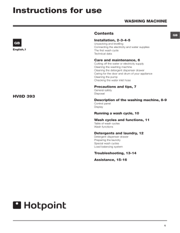 Hotpoint HV8D 393P UK Instructions for use | Manualzz