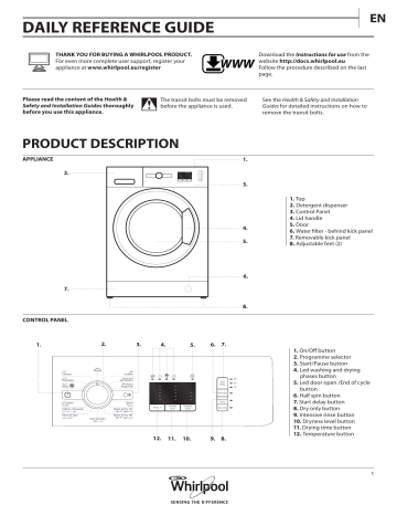 Whirlpool WWDE 7512 Instruction for Use | Manualzz