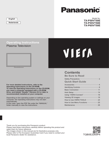 Panasonic TXP50VT50E Quick Start Guide | Manualzz