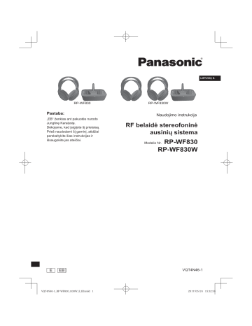 Panasonic RPWF830W Valdymo instrukcijos | Manualzz