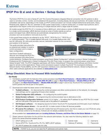 Extron IPCP Pro 555Q xi Setup Guide | Manualzz