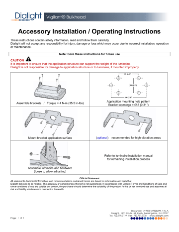 Dialight CE Vigilant LED Bulkhead Adjustable Bracket Installation ...