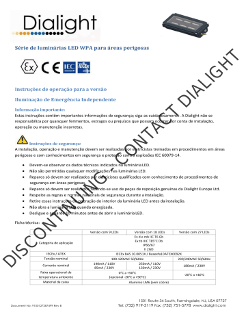 Dialight INMETRO LED Wallpack/Bulkhead Industrial Installation manual ...
