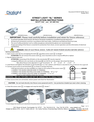Dialight UL / CE LED Street Light Installation Manual | Manualzz