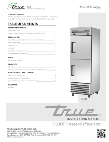 True T-23DT Installation Manual | Manualzz