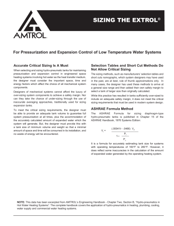 Amtrol Extrol Sizing Guide | Manualzz