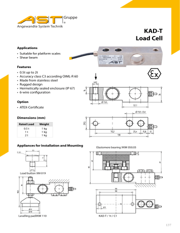 AST KAD-T Load Cell Data Sheet | Manualzz