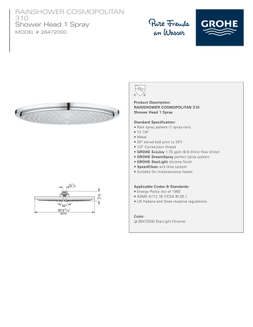 GROHE 26472000 Rainshower Chrome 1-Spray Rain Shower Head 1.75-GPM ...