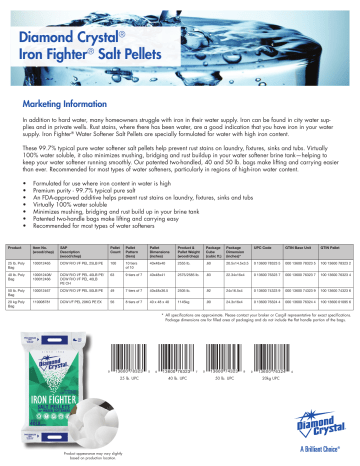 Diamond Crystal 100012408 40-lb Water Softener Salt Pellets Dimensions ...