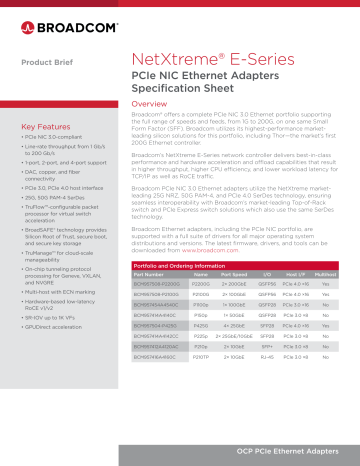 Broadcom NetXtreme E-Series PCIe NIC Ethernet Adapters Specification Sheet Specification | Manualzz