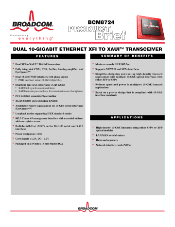 Broadcom BCM8724 Product Brief Specification | Manualzz