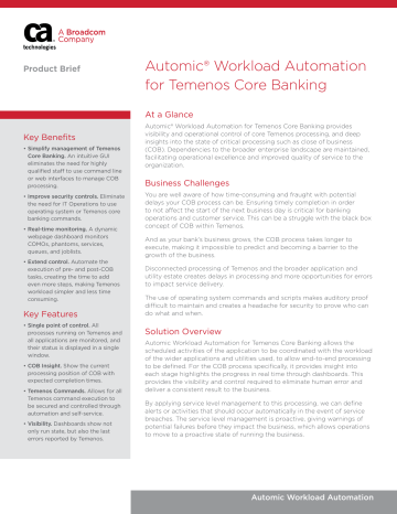 Broadcom Automic for Temenos Core Banking Specification | Manualzz