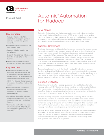 Broadcom Automic Automation for Hadoop Specification | Manualzz
