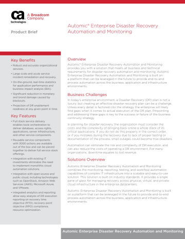 Broadcom Automic Enterprise Disaster Recovery Automation and Monitoring ...