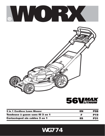 WORX WG774 56V 20" Cordless Lawn Mower Owner's Manual | Manualzz