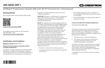 Crestron AM-3200-WF-I Product information | Manualzz