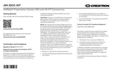 Crestron AM-3200-WF Product information | Manualzz