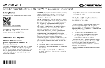 Crestron AM-3100-WF-I Product information | Manualzz