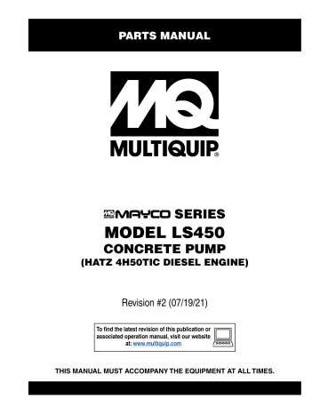 MQ Multiquip LS450 Hydraulic Swing-Tube Concrete Pump Parts Manual ...
