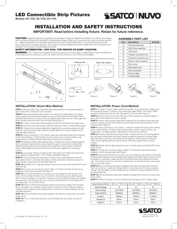 Satco 65-1103 2FT LED CONNECTABLE STRIP Installation Instructions ...