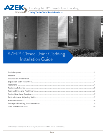 Azek Closed-Joint Cladding Installation Guide | Manualzz