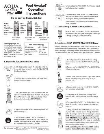 King Technology AQUA SMARTE Plus Pool Awake! Instructions | Manualzz