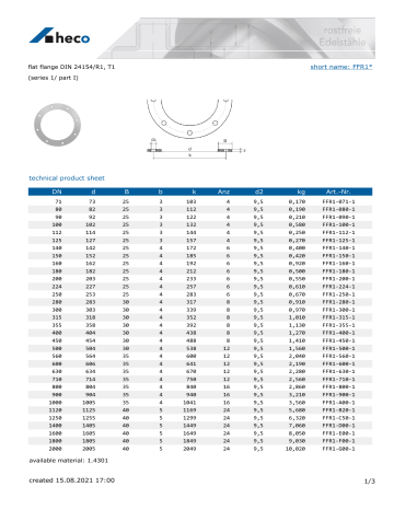 Heco FFR1.FFR1. flat flange DIN 24154/R1, T1 Specification | Manualzz