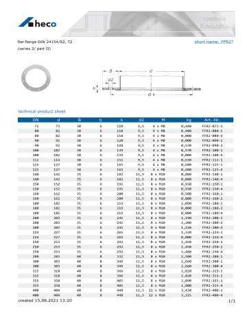 Heco FFR2FFR2 flat flange DIN 24154/R2, T2 Specification | Manualzz