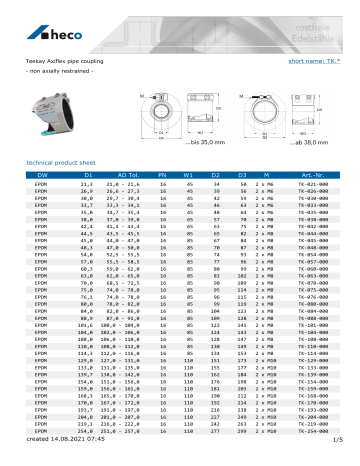 Heco TK.TK. Teekay Axiflex pipe coupling Specification | Manualzz