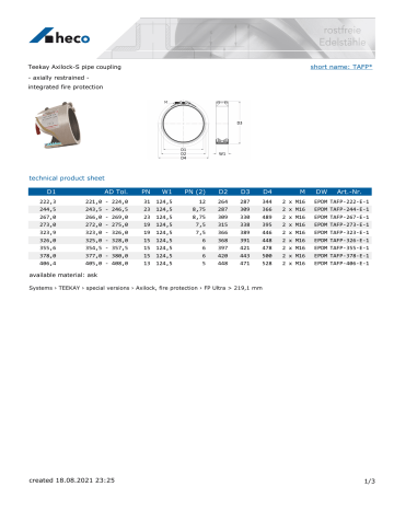 heco TAFP.TAFP. Teekay Axilock-S pipe coupling Spec Sheet | Manualzz