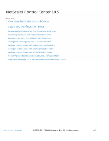 Citrix NetScaler Control Center 10.5 Manual | Manualzz