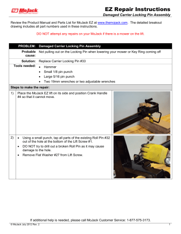 MoJack EZ Repair Instructions | Manualzz