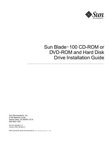 Sun Microsystems Sun Blade 100 Installation Manual | Manualzz