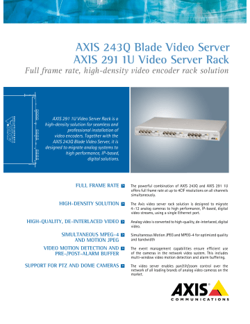 Axis 291 1U, AXIS 243Q Blade Specifications | Manualzz
