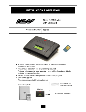Ness 106-096 Installation & Operation | Manualzz