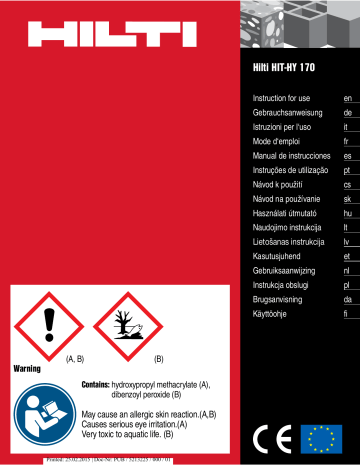 Hilti HIT-HY 170 Instructions For Use Manual | Manualzz