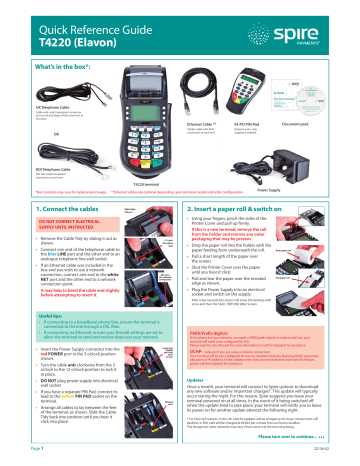 Spire T4220 (Elavon) Quick Reference Manual | Manualzz