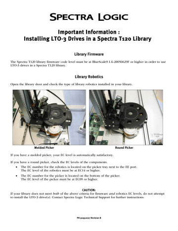 Spectra Logic T-Series Spectra T120 Important Information | Manualzz